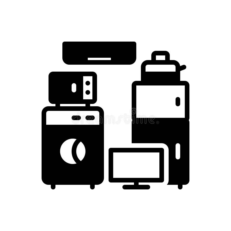 Black Solid Icon for Appliances, Device and Machine Stock Vector ...