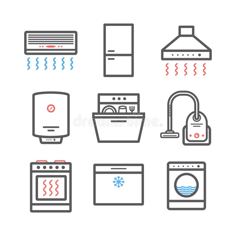 Vector Major Domestic Appliances and Electronics Icon Set. Vector Signs ...