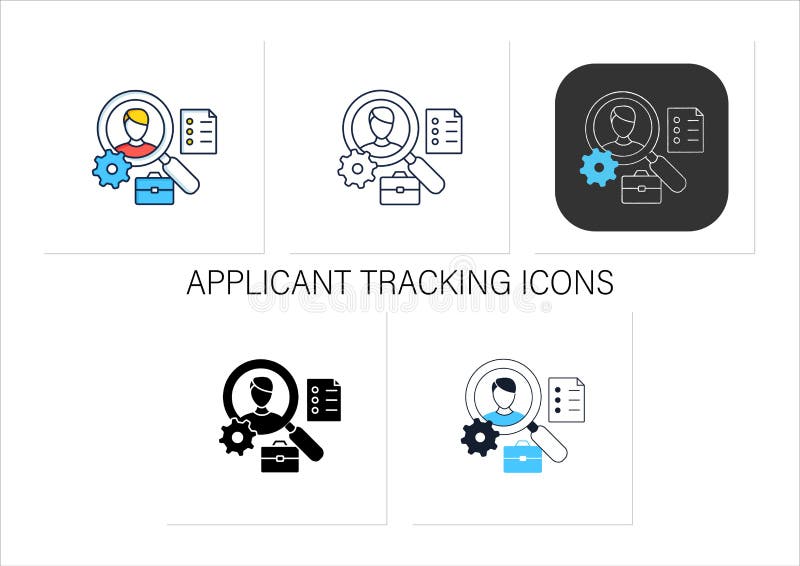Applicant Tracking Icons Set Stock Vector - Illustration of candidate ...