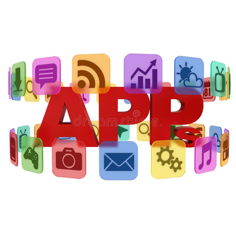 Application - 3d app icons stock illustration. Illustration of ...