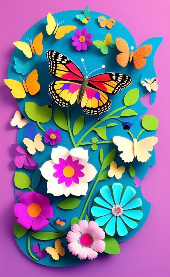 Application of Colorful Summer Flowers and Butterflies 3 Stock ...