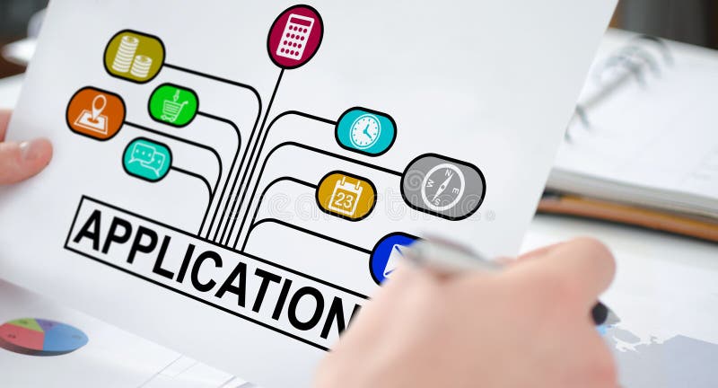Application Concept on a Paper Stock Image - Image of connection ...