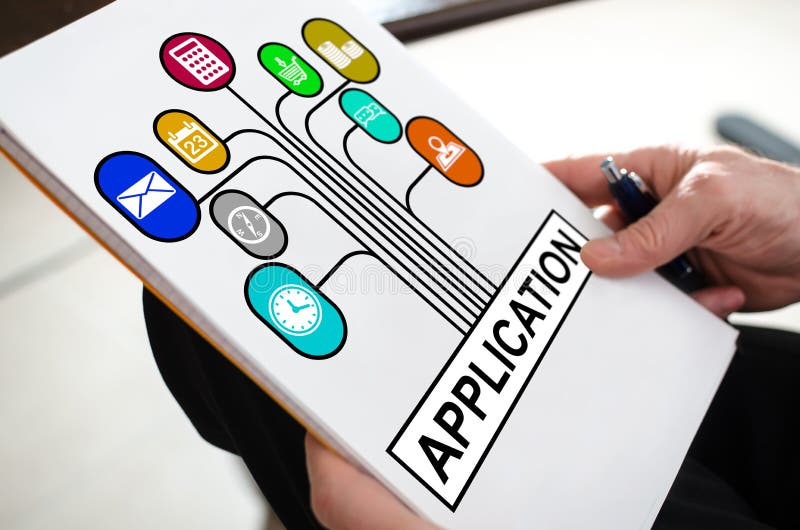 Application Concept on a Paper Stock Image - Image of connection ...