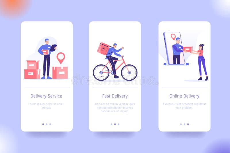 Application Design Set for Delivery Service, Fast Delivery and Online ...