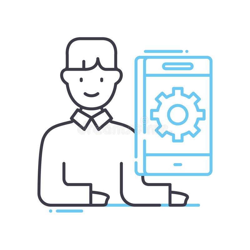 Application Developer Line Icon, Outline Symbol, Vector Illustration ...