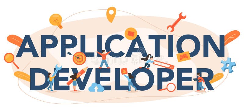 Application Developer Typographic Header. Modern Technology and ...