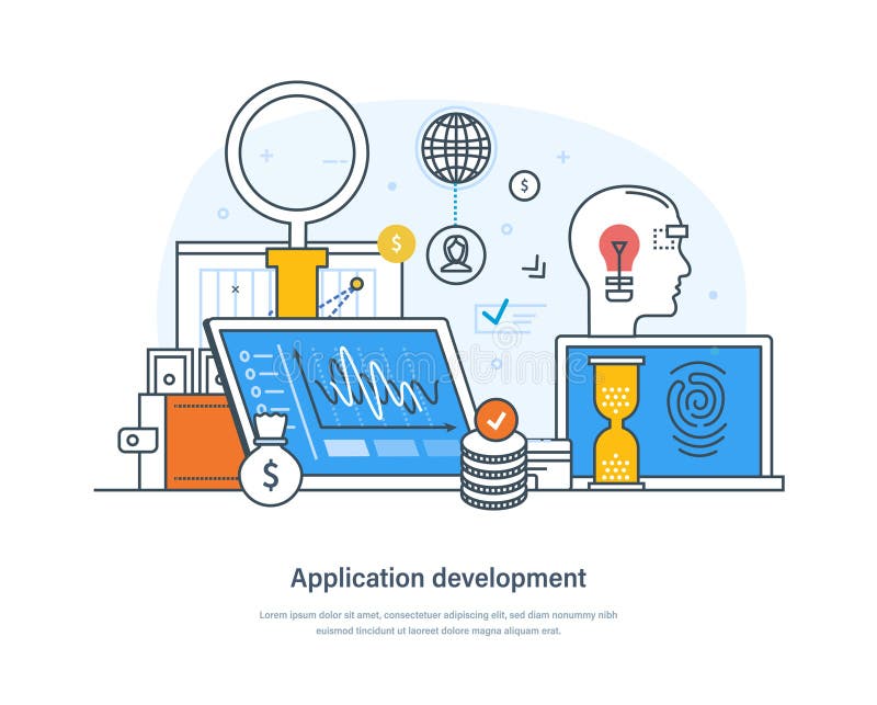 Application Development, Designing, Building and Implementing Software App Process Stock Vector ...