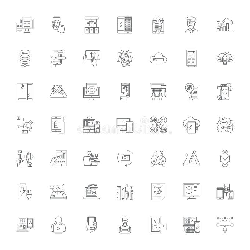Application Development Linear Icons, Signs, Symbols Vector Line ...