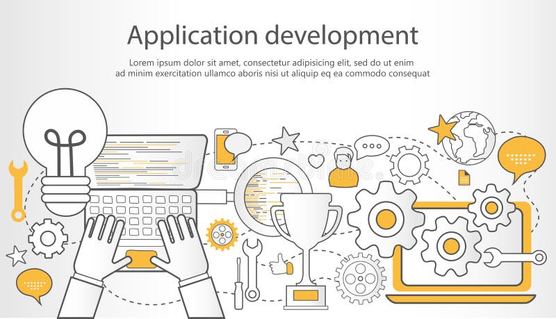 Application Development. Mobile Applications Concept. Hands with Phones ...