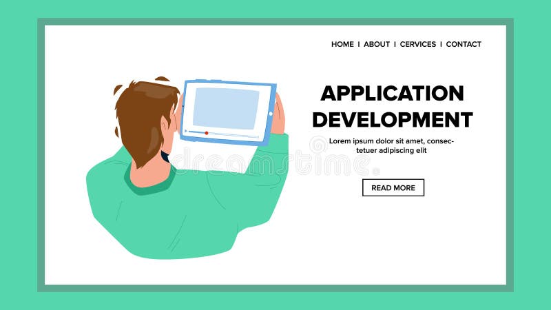 Man Coder Development Programming Computer Vector Illustration Stock 0813