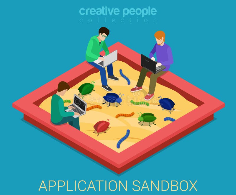 Application Development Sandbox Debug Flat 3d Isometric Vector Stock ...