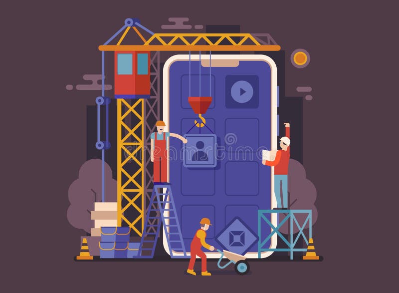 Crane and Team Building. Infographic Template. Stock Illustration ...