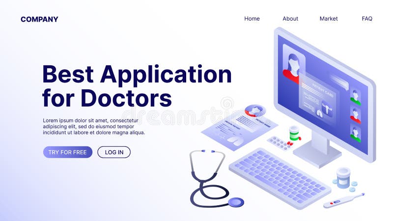 Application for Doctors. Clinics Website Landing Page Template Stock ...