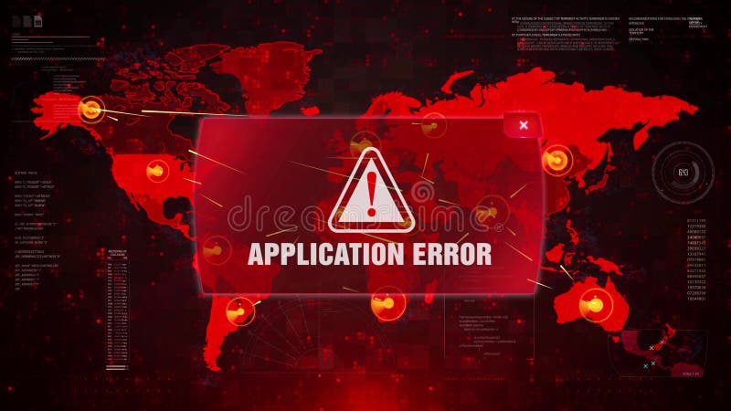 Application Error Alert Warning Attack on Screen World Map Loop Motion ... Application Error Alert Warning Attack on Screen World Map Loop Motion ...