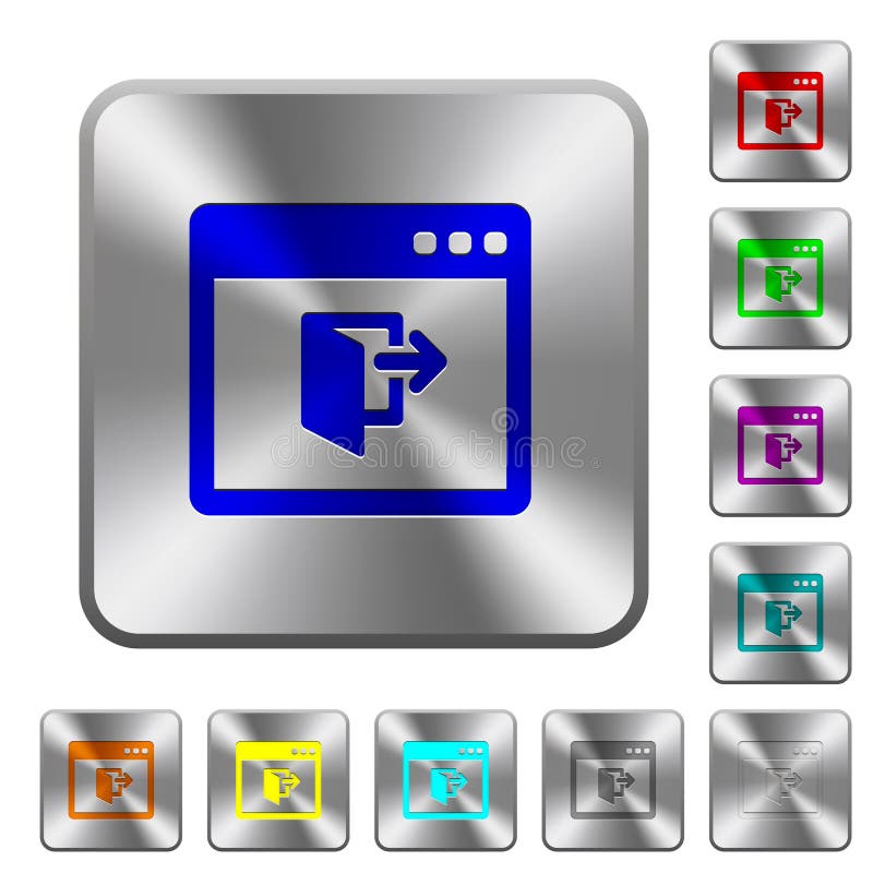 Application Exit Rounded Square Steel Buttons Stock Vector ...