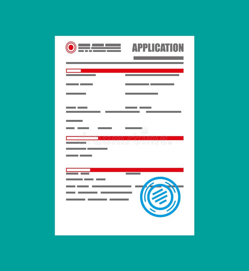 Application Form Paper Blank with Seal Stock Vector - Illustration of ...