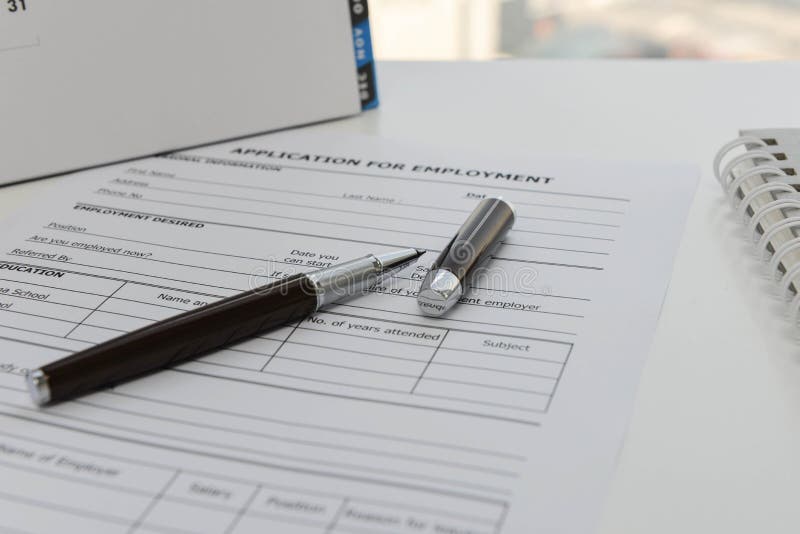 Application form and pen stock photo. Image of financial - 72983398