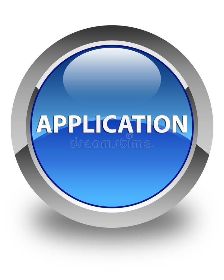 Application Glossy Blue Round Button Stock Illustration - Illustration ...