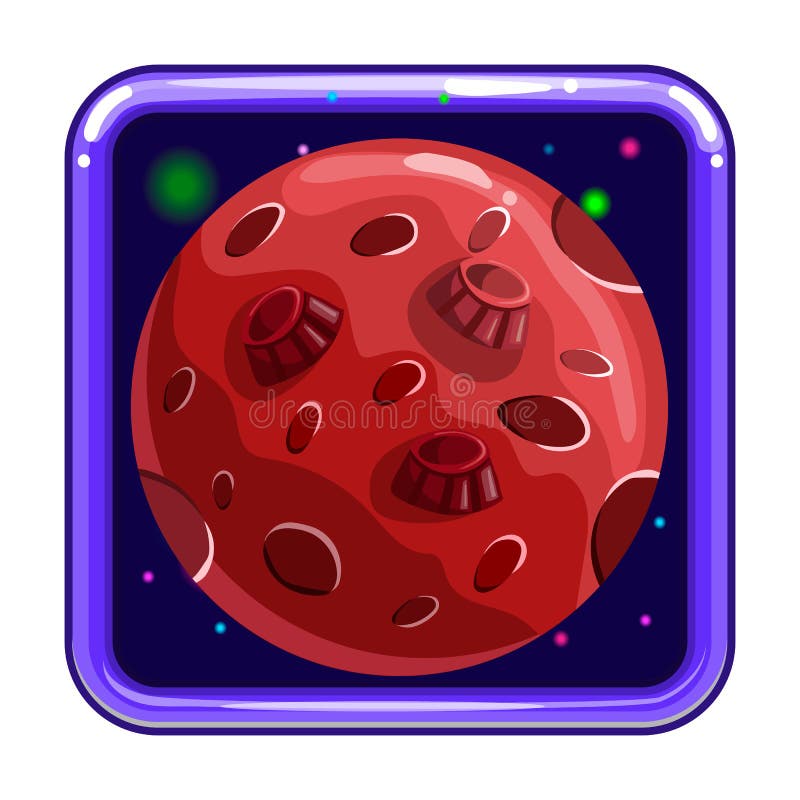 Application Icon with the Vector Cartoon Planet Mars Stock Vector ...