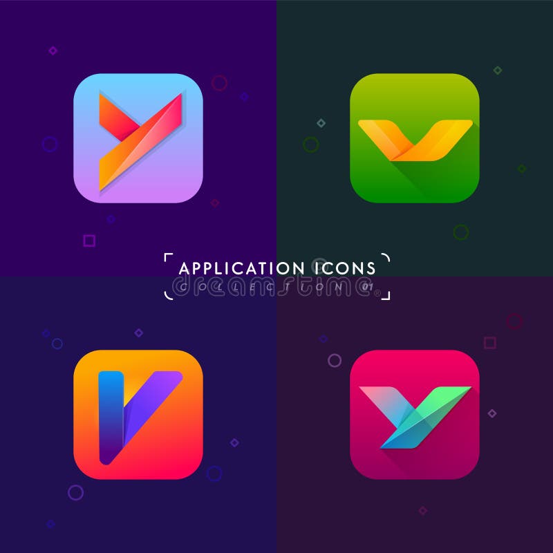 Application Icons Set. Letter Y and V Collection Stock Vector ...