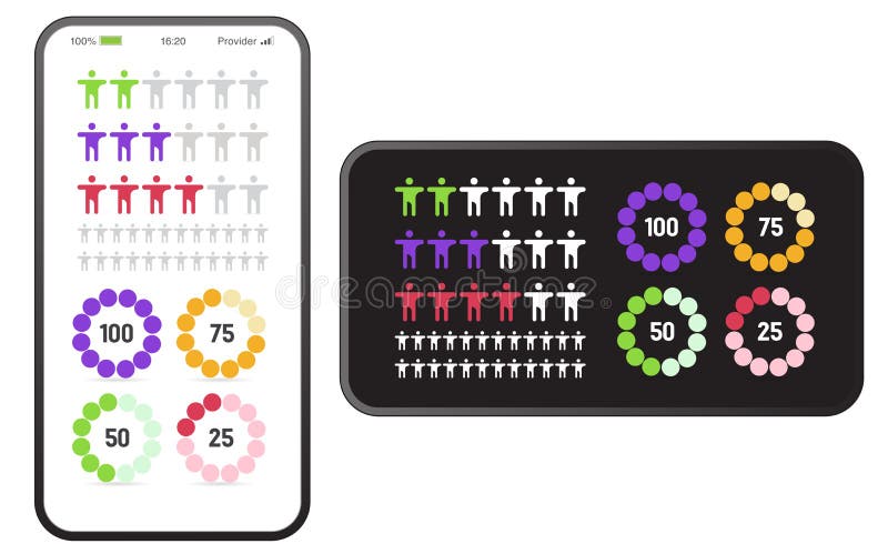 Application with Infographics Elements and Objects Set in User ...