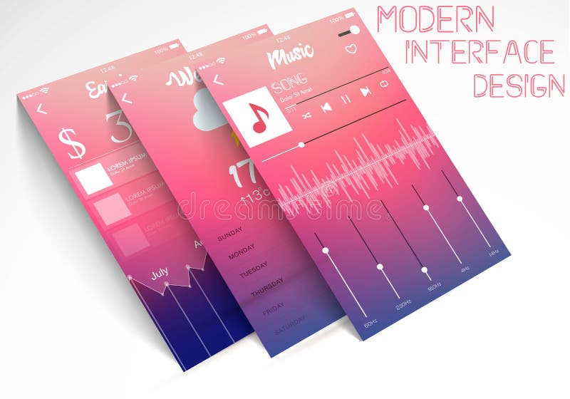 Application Interface Design Stock Vector - Illustration of menu, smart ...