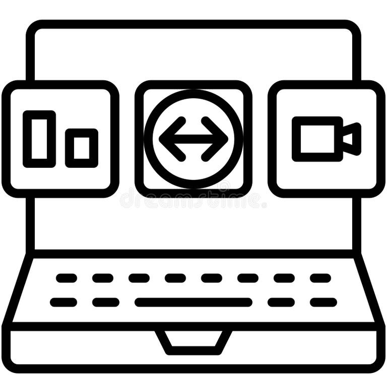 Application on Laptop, Telecommuting or Remote Work Icon Stock Vector ...