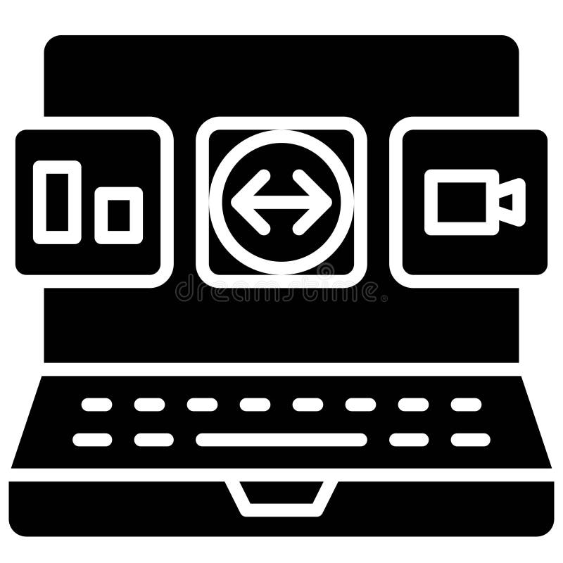 Application on Laptop, Telecommuting or Remote Work Icon Stock Vector ...