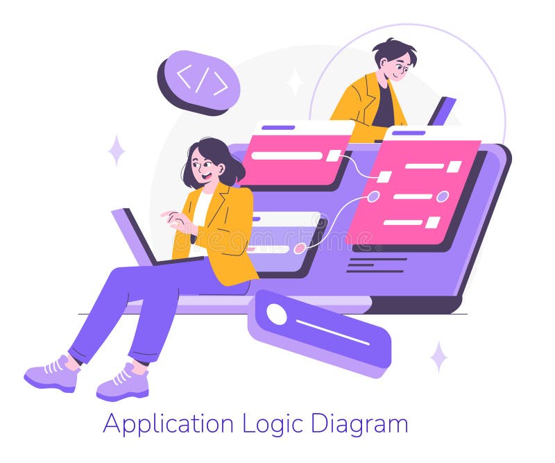 Application Logic Diagram with Developers Stock Vector - Illustration of analysis, abstract ...