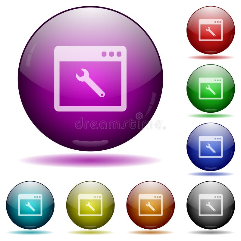 Application Maintenance Glass Sphere Buttons Stock Illustration ...