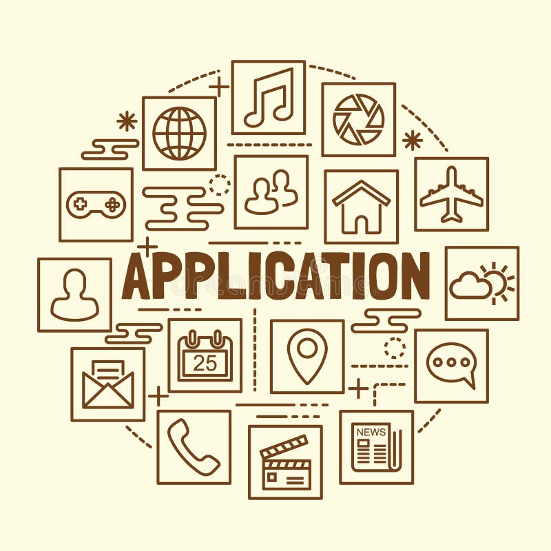 Application Minimal Thin Line Icons Set Stock Vector - Illustration of ...