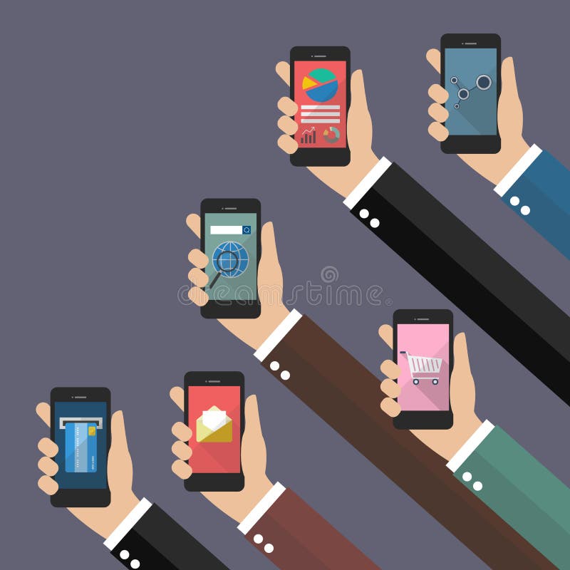 Application on Mobile Concept Stock Vector - Illustration of cart ...