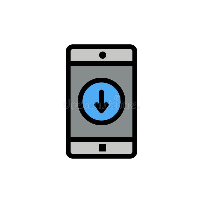 Application, Mobile, Mobile Application, Down, Arrow Flat Color Icon ...