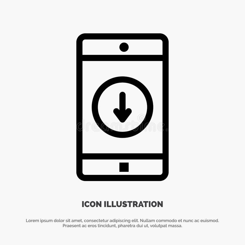 Application, Mobile, Mobile Application, Down, Arrow Line Icon Vector ...