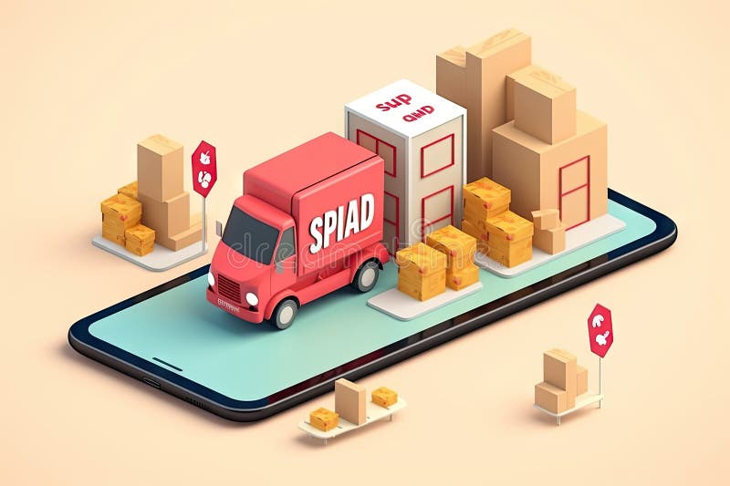 Application Mobile Online Shopping Service Delivery Truck Online ...