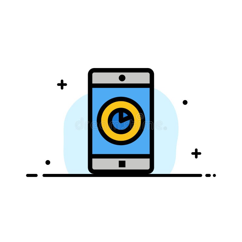 Application, Mobile, Mobile Application, Time Business Flat Line Filled ...