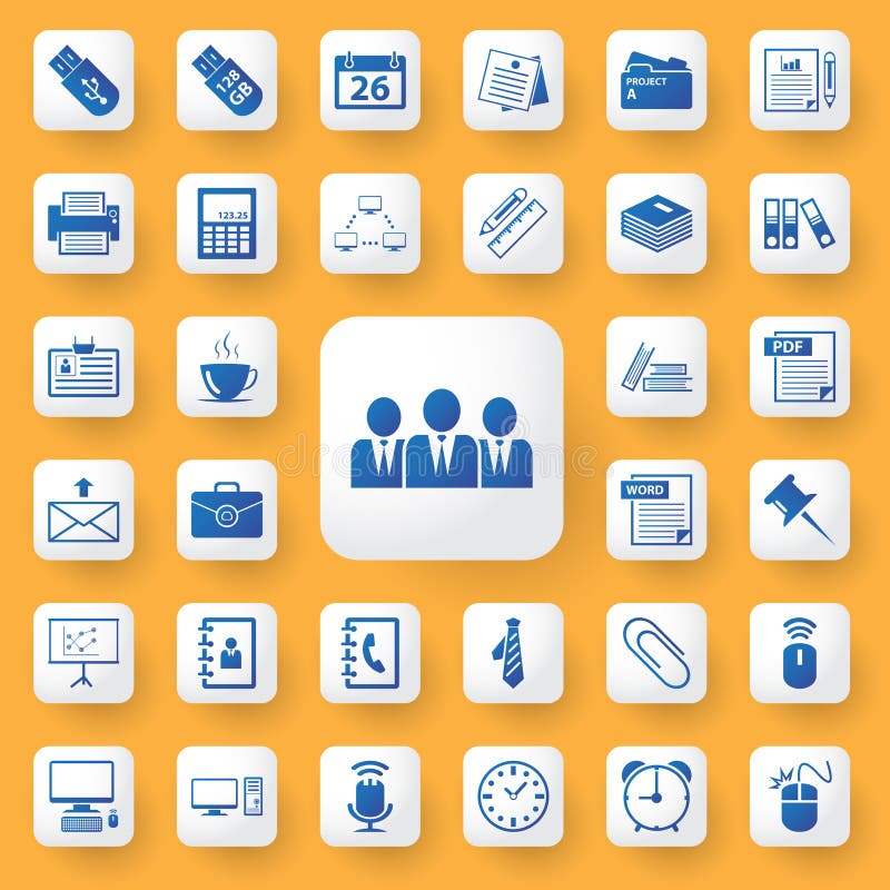 Application Office Tools Sign and Symbol Icons Set. Stock Vector ...