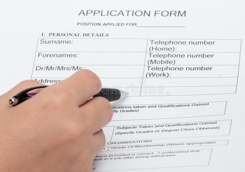 Application and Personal Details Form Stock Photo - Image of occupation ...