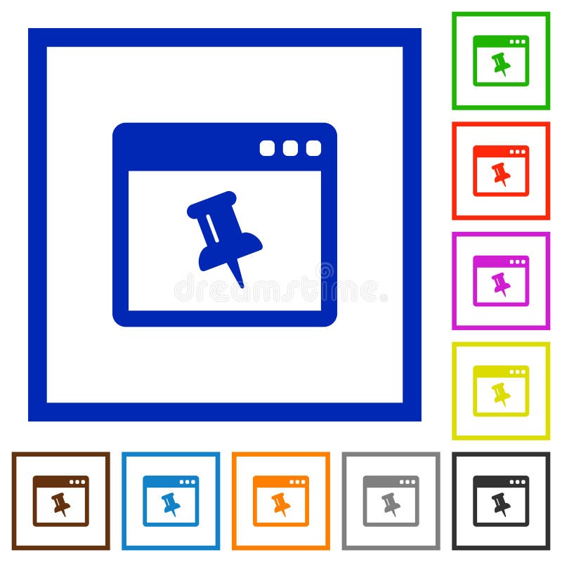 Application Pin Flat Framed Icons Stock Vector - Illustration of icons ...