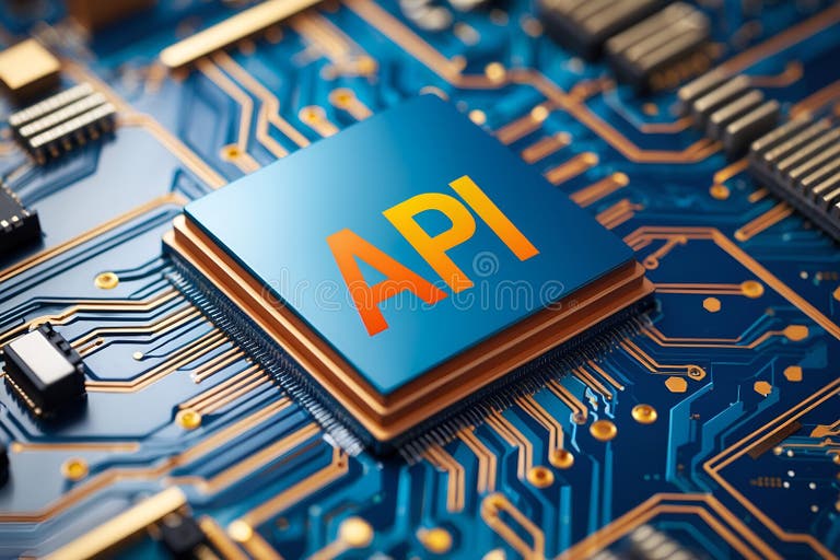 Application Programming Interface Api Microchip on a Blue Circuit Board ...