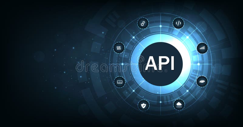 Application Programming Interface (API) on Blue Background Stock Vector ...