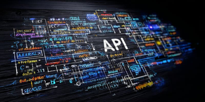 Application Programming Interface Software Development Tool Code With Api Lettering Stock