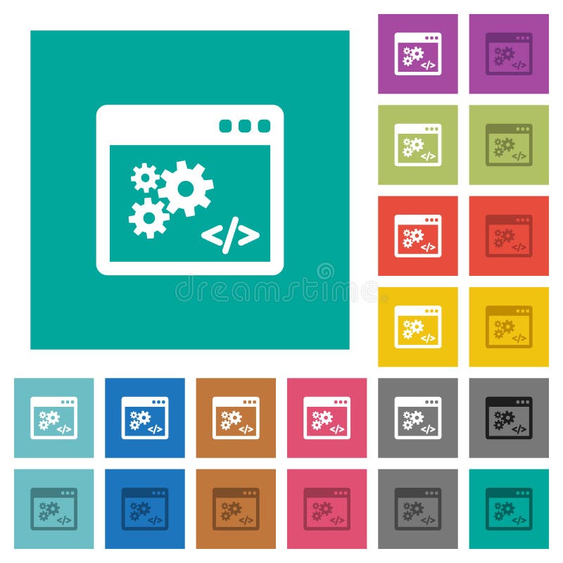 Application Programming Interface Square Flat Multi Colored Icons Stock ...