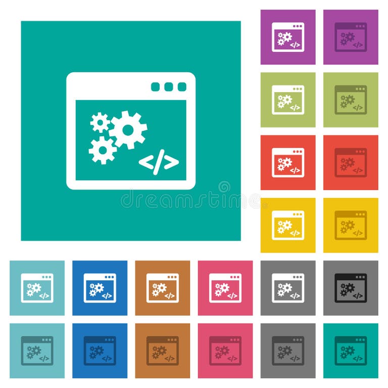 Application Programming Interface Square Flat Multi Colored Icons Stock ...