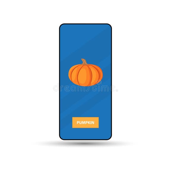 Mobile Application on Smartphone with Pumpkin and Orange Button ...