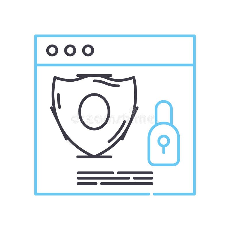 Application Security Line Icon, Outline Symbol, Vector Illustration ...
