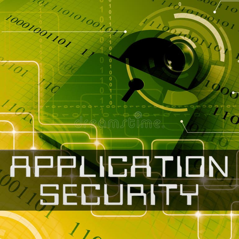 Application Security Shows Program Protection 3d Rendering Stock Photo ...