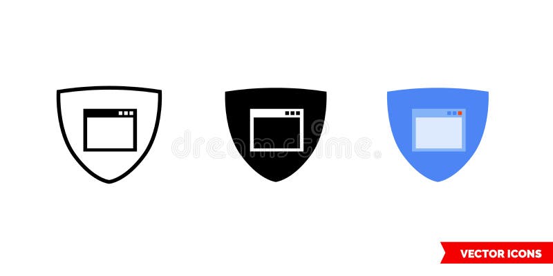 Application Shield Icon of 3 Types Color, Black and White, Outline ...