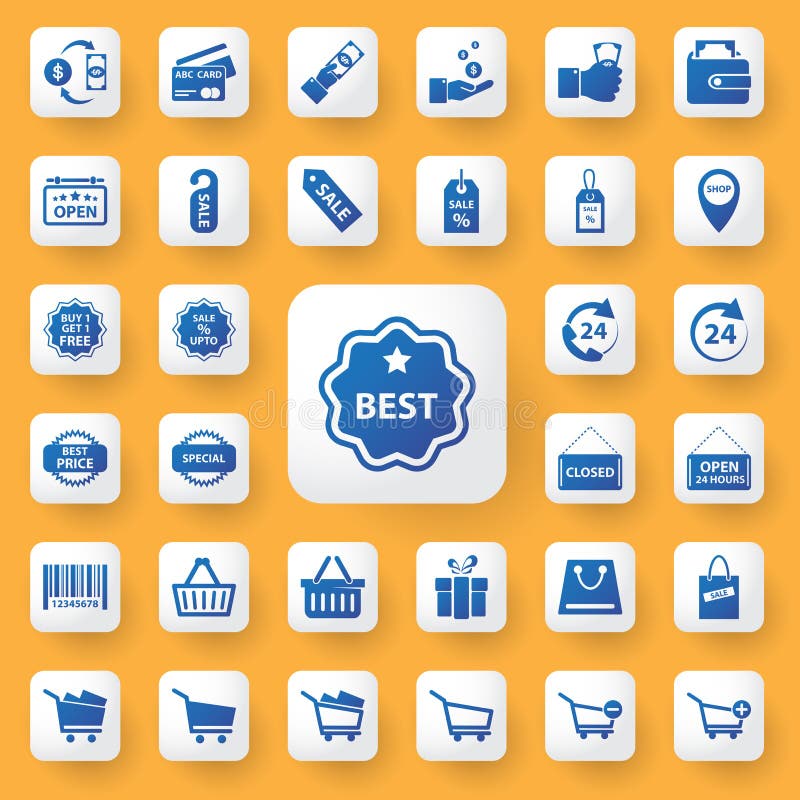 Application Shopping Sign and Symbol Icons Set. Stock Vector ...