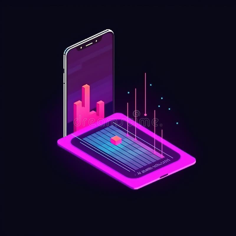 Application of Smartphone with Business Graph and Analytics Data on Isometric Mobile Phone Stock ...